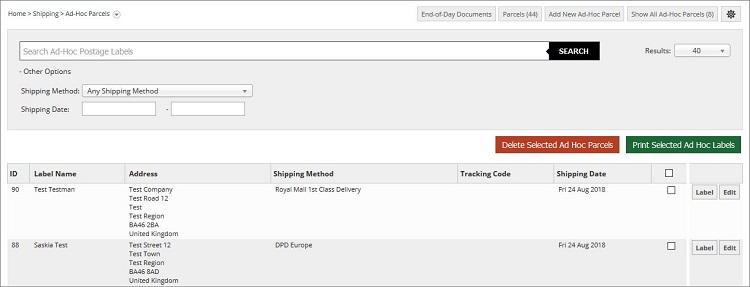 IRP Help - Ad-Hoc Labels