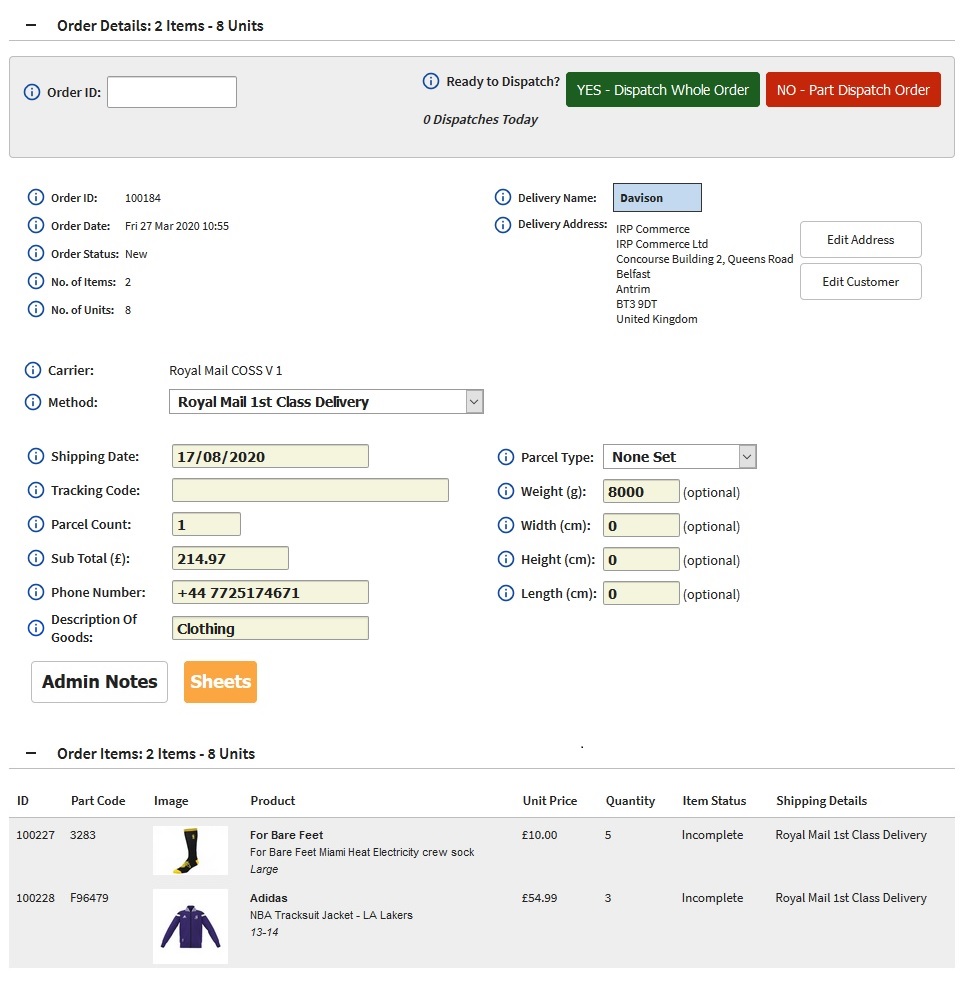 IRP Help - Auto Dispatch Orders